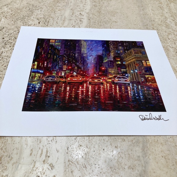 Daniel Wall | Art | Daniel Walls Rainy Manhattan Night Lithograph Art ...